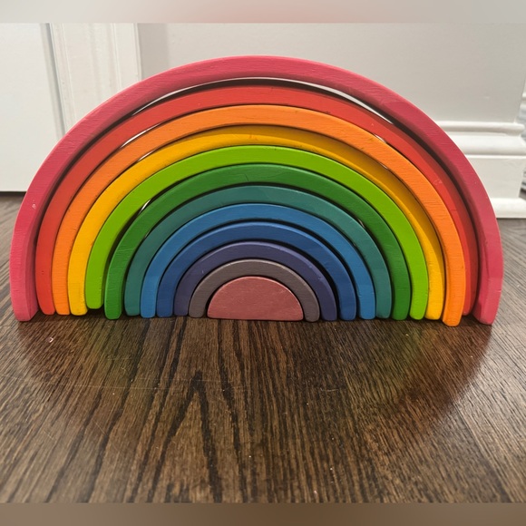 Toys | Large Wooden Rainbow Montessori Stacking Nesting Decorative ...